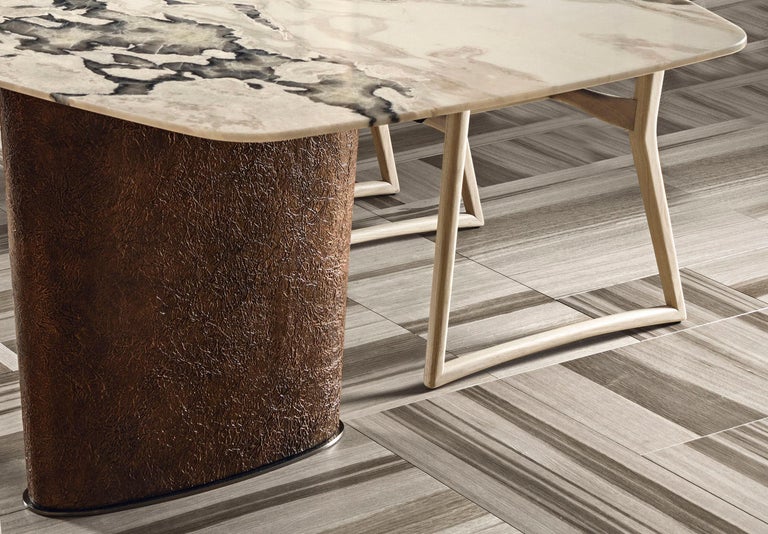 Contemporary Cheope Table with "Dover White" Marble top and Artistic ...