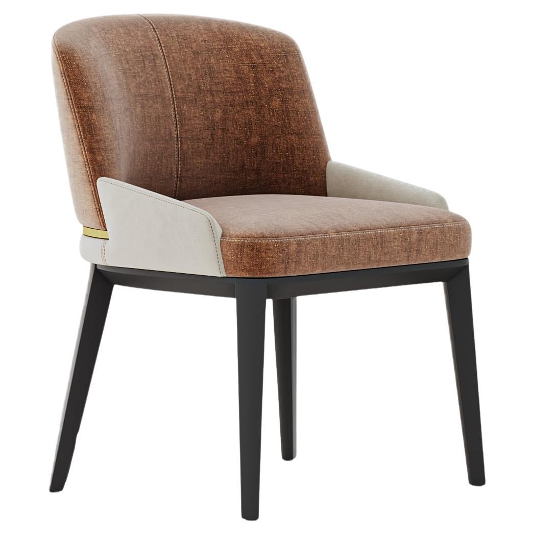 Elegant Evelyn Chair in Cream Fabric with Wooden and Mettalic Legs For Sale at 1stDibs