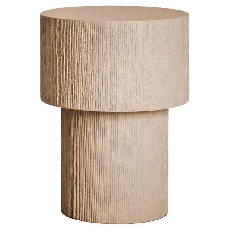 Contemporary Clay Jesmonite Side Table, Pilotis Carved by Malgorzata ...