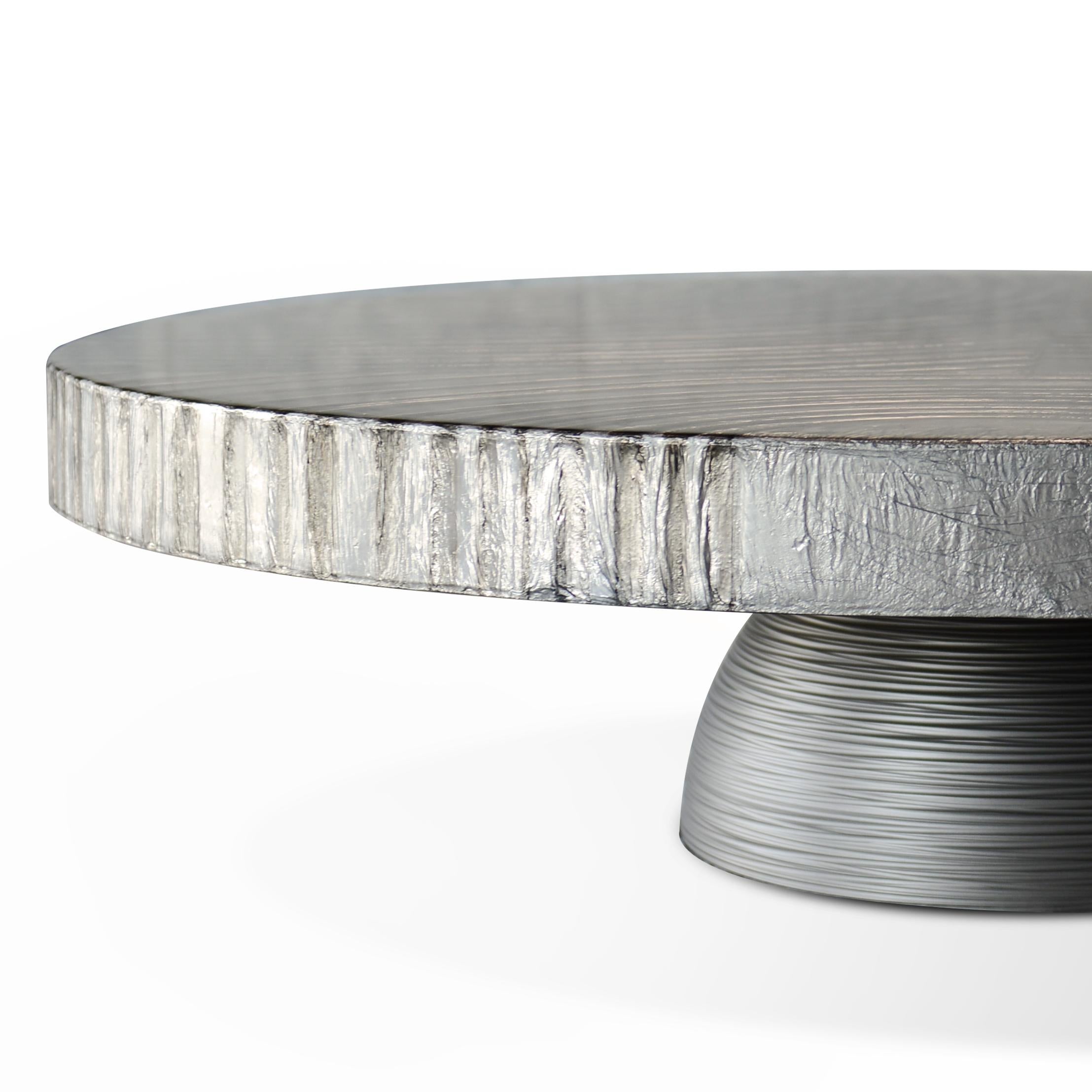 Contemporary Coffee Table by Hessentia in Resin and Metal, Silver For Sale at 1stDibs