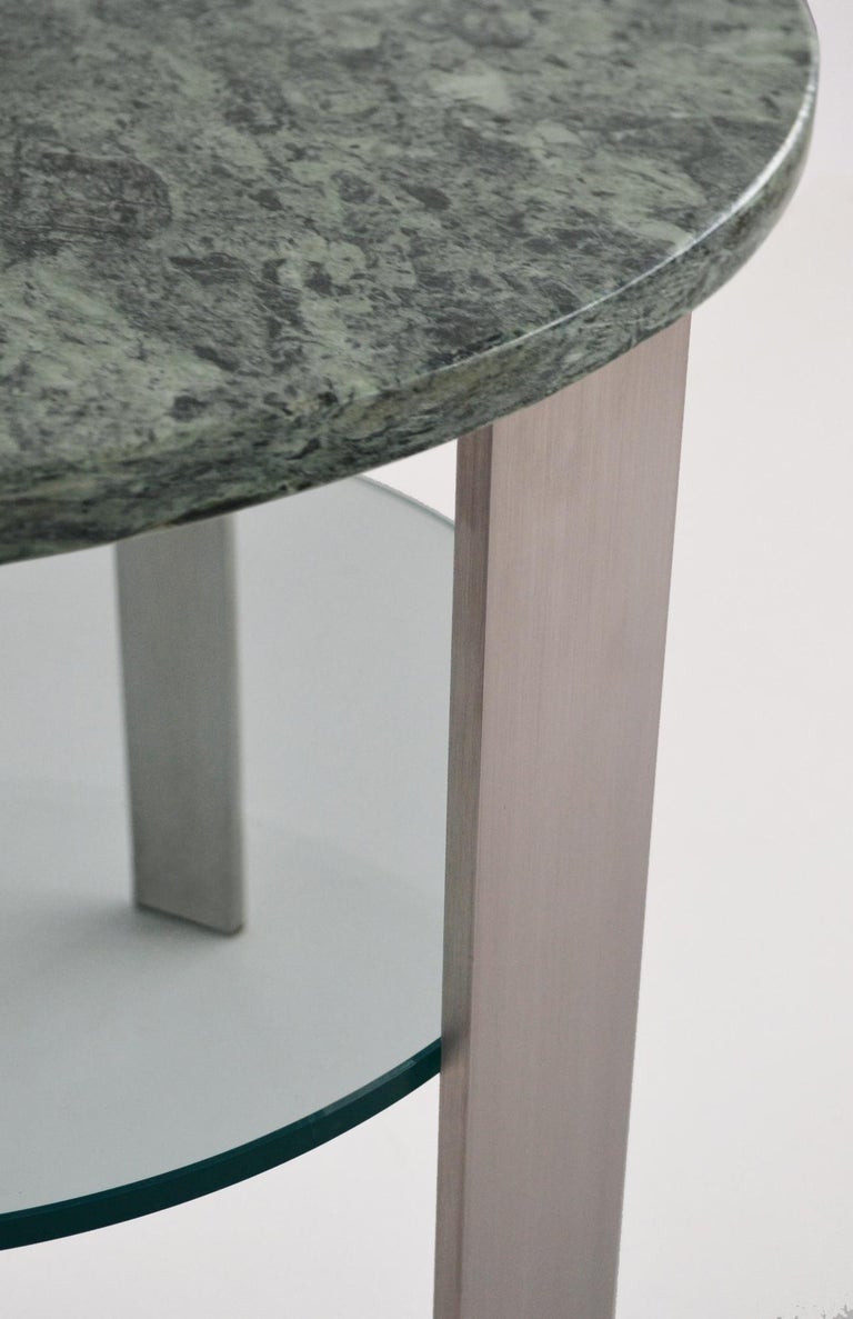 Modern round Coffee Table Green Issoire Marble Top Glass Top Satin ...