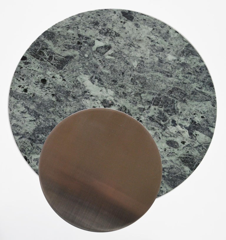 Modern round Coffee Table Green Issoire Marble Top Glass Top Satin ...