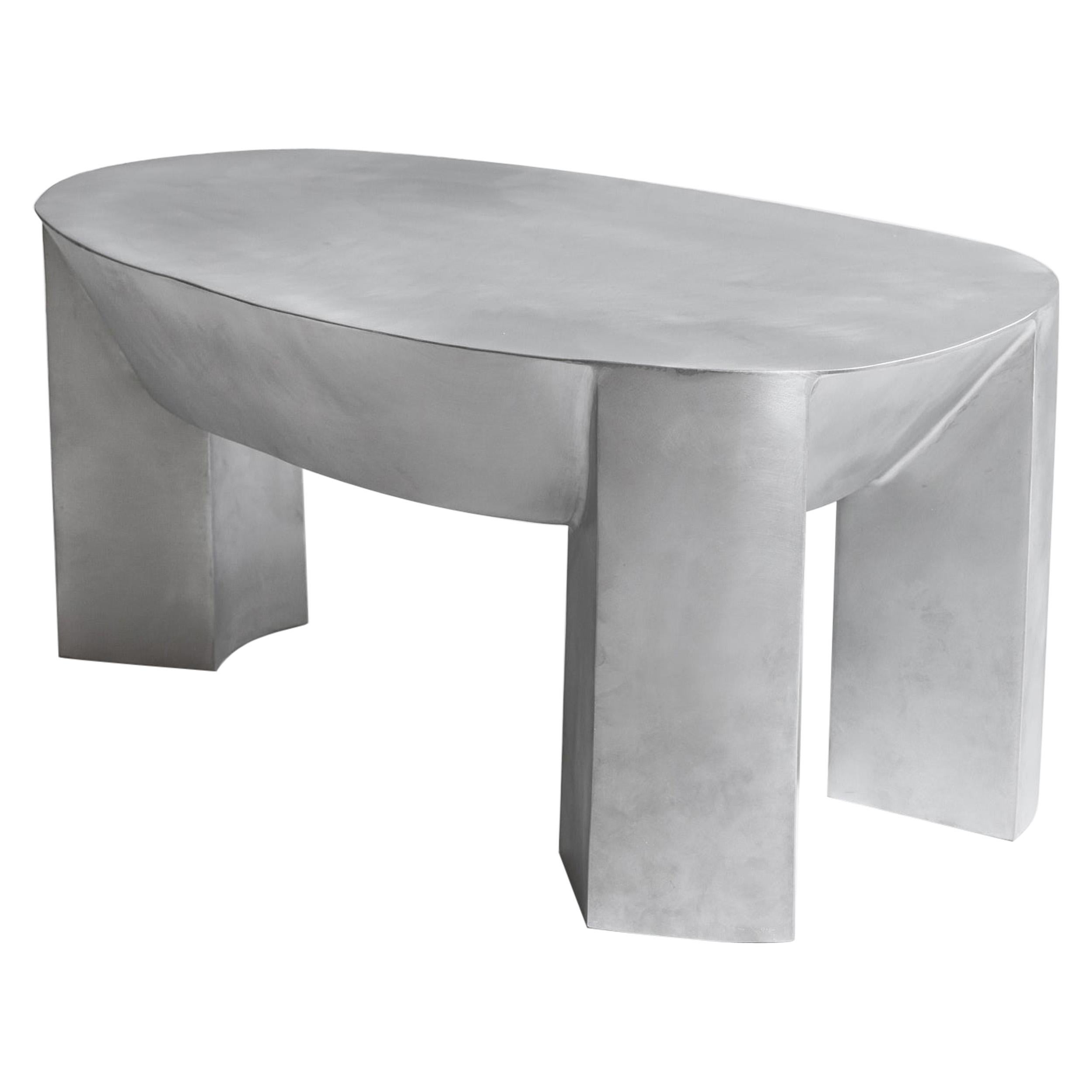 Z Coffee Table in Raw Steel Hand-Crafted For Sale at 1stDibs