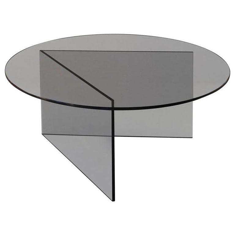 Contemporary Coffee Table 'Pond' Grey Glass For Sale at 1stDibs