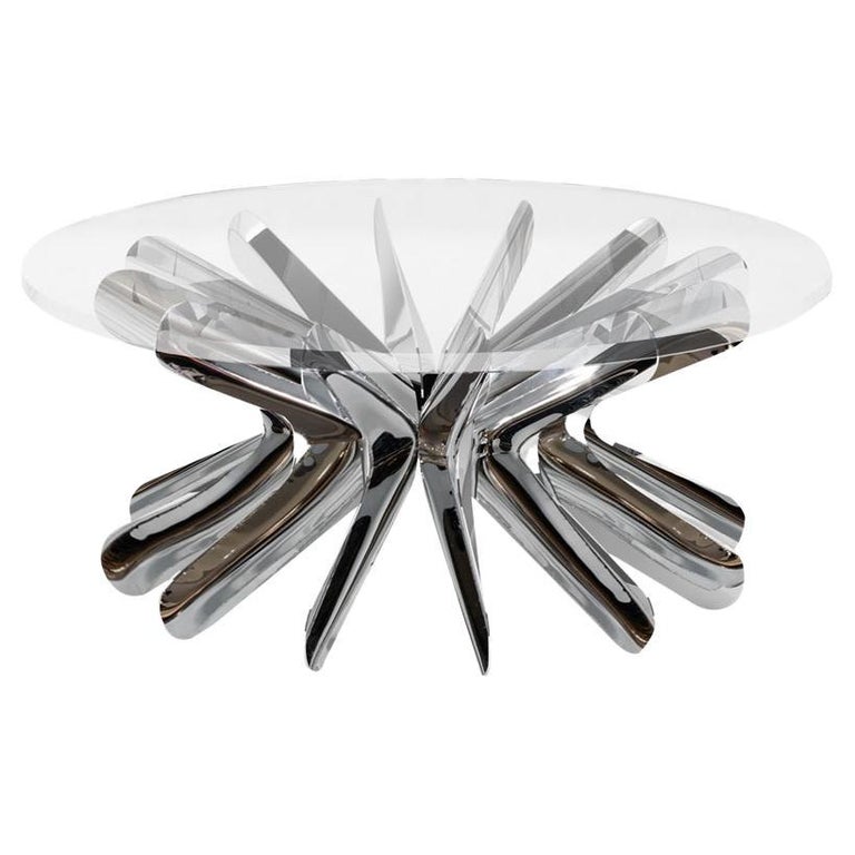 Contemporary Coffee Table 'Steel in Rotation No. 1' by Zieta, Stainless ...
