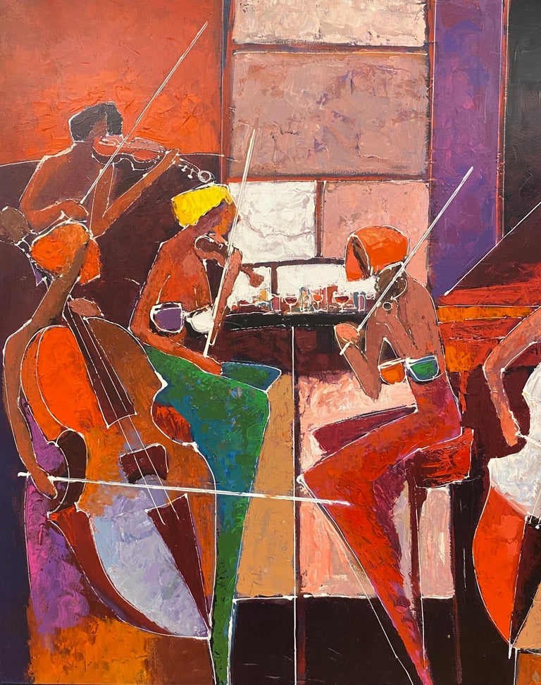 Contemporary Colorful Hand Embellished Giclee on Canvas by Fabrice ...