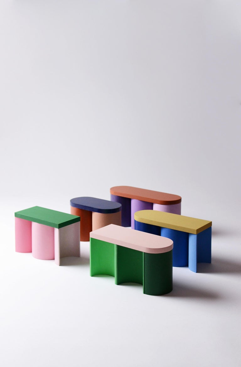 Contemporary Coloured Form Stool 05 in Lacquered Wood For Sale at 1stDibs