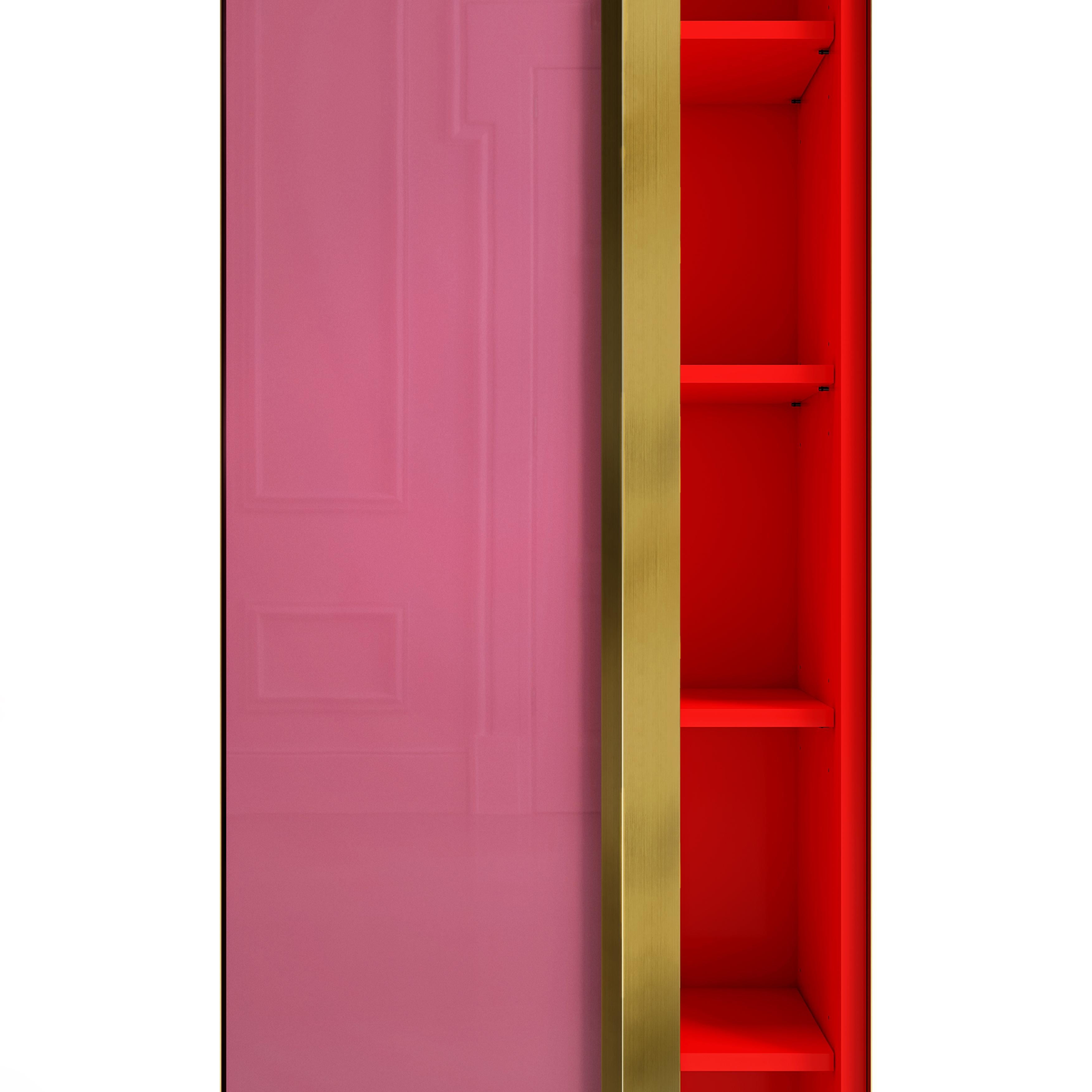 Contemporary Column Set of Four Brass Glass Cupboards Storage Unit ...