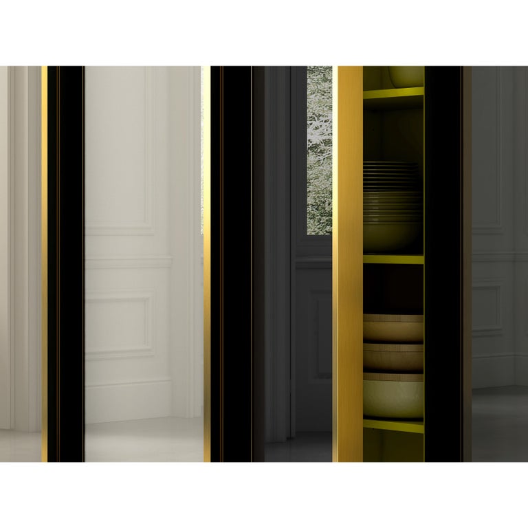 Contemporary Column Set of Four Brass Glass Cupboards Storage Unit ...