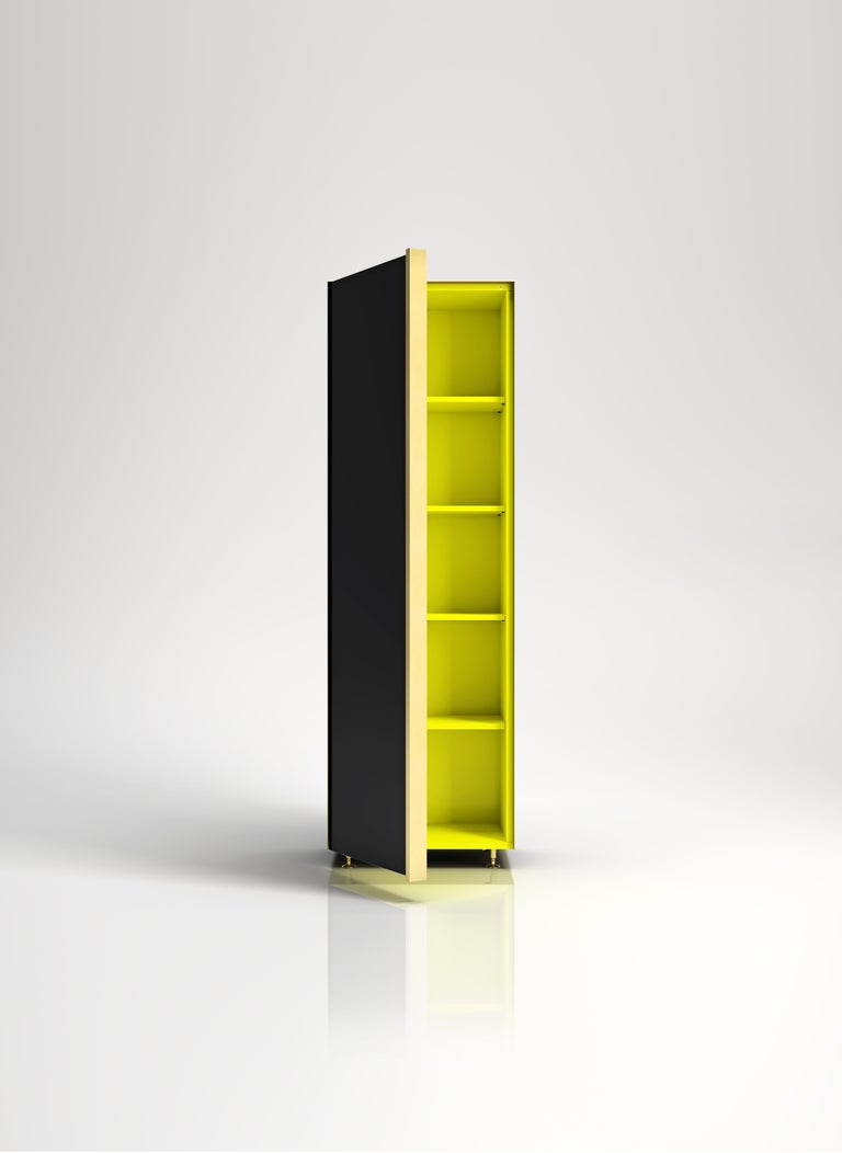 Contemporary Column Set of Four Brass Glass Cupboards Storage Unit ...