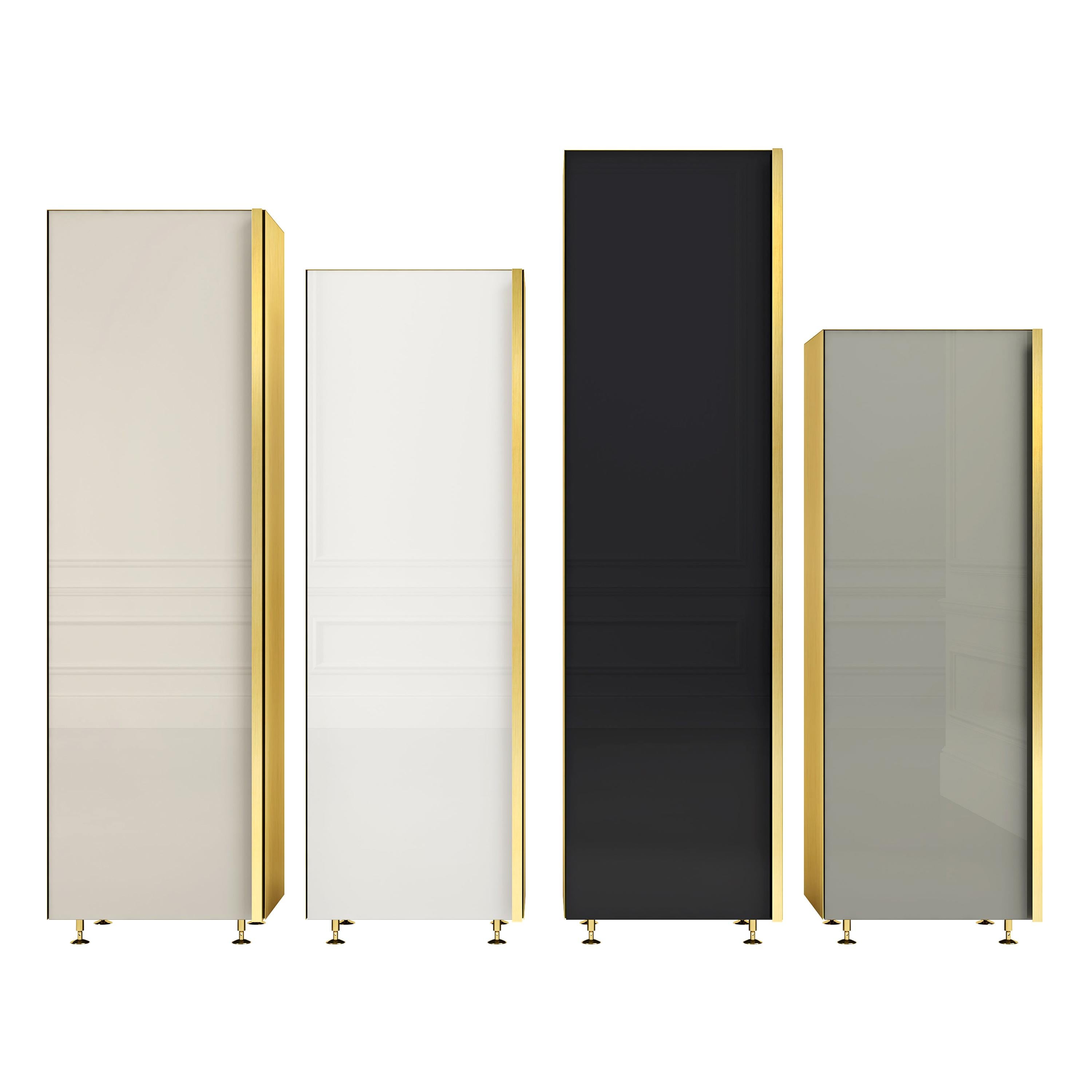 Contemporary Column Set of Four Brass Glass Cupboards Storage Unit ...