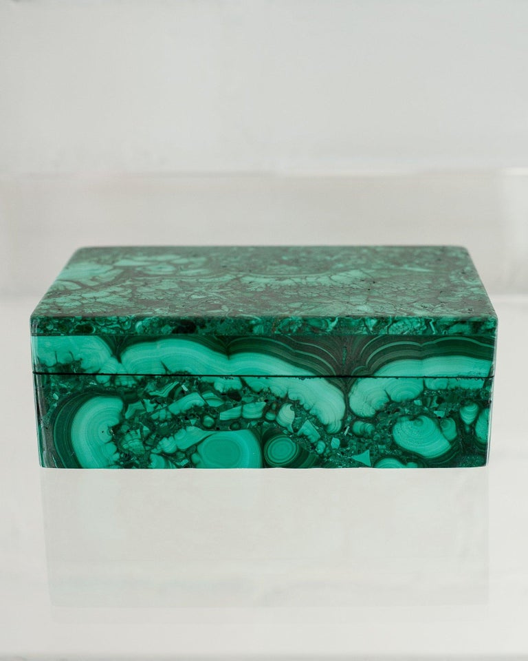 Contemporary Congo Malachite Box with Hinged Lid at 1stDibs