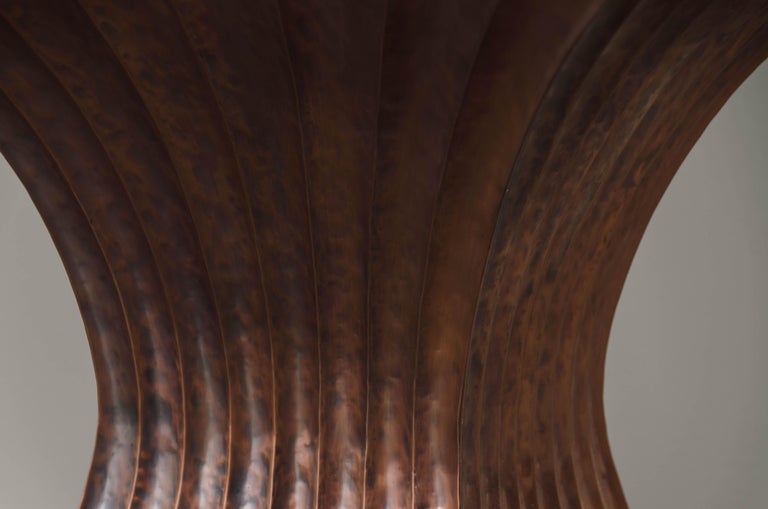 Contemporary Copper Square Fluted Table with Black Lacquer Top by ...