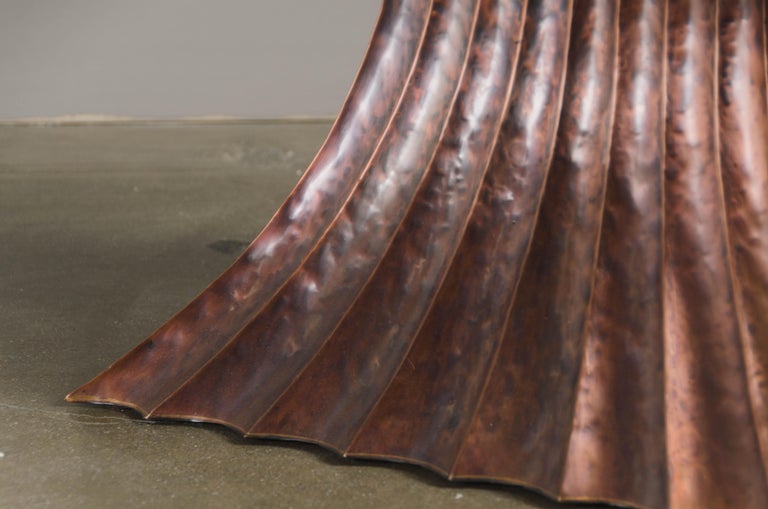 Contemporary Copper Square Fluted Table with Black Lacquer Top by ...