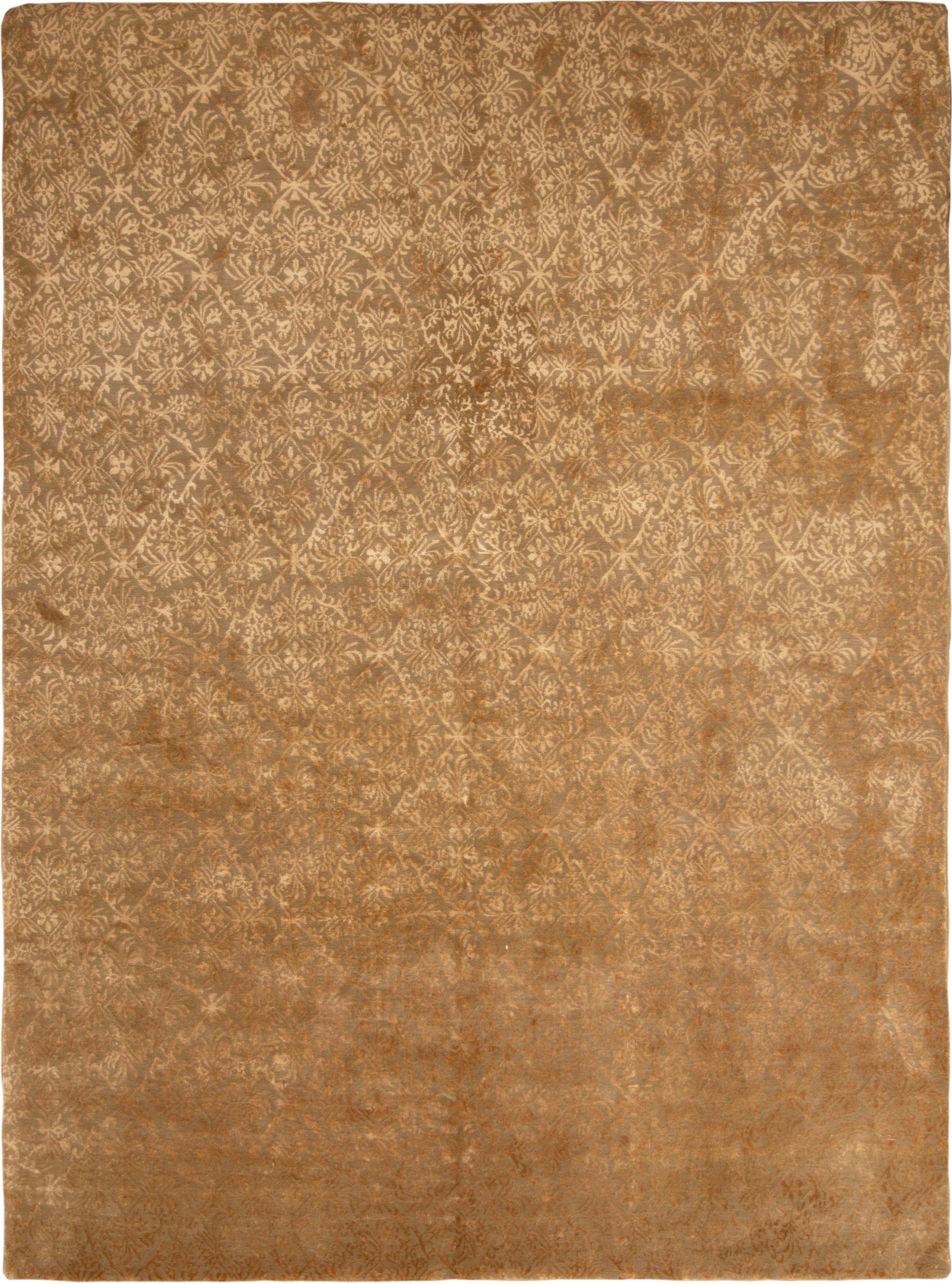 Contemporary Cordoba Beige and Brown Wool and Silk Rug For Sale at 1stDibs