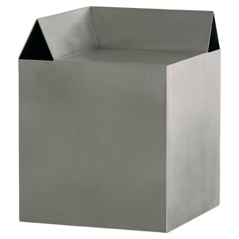 Contemporary Corner Stool in Raw Waxed Steel For Sale at 1stDibs