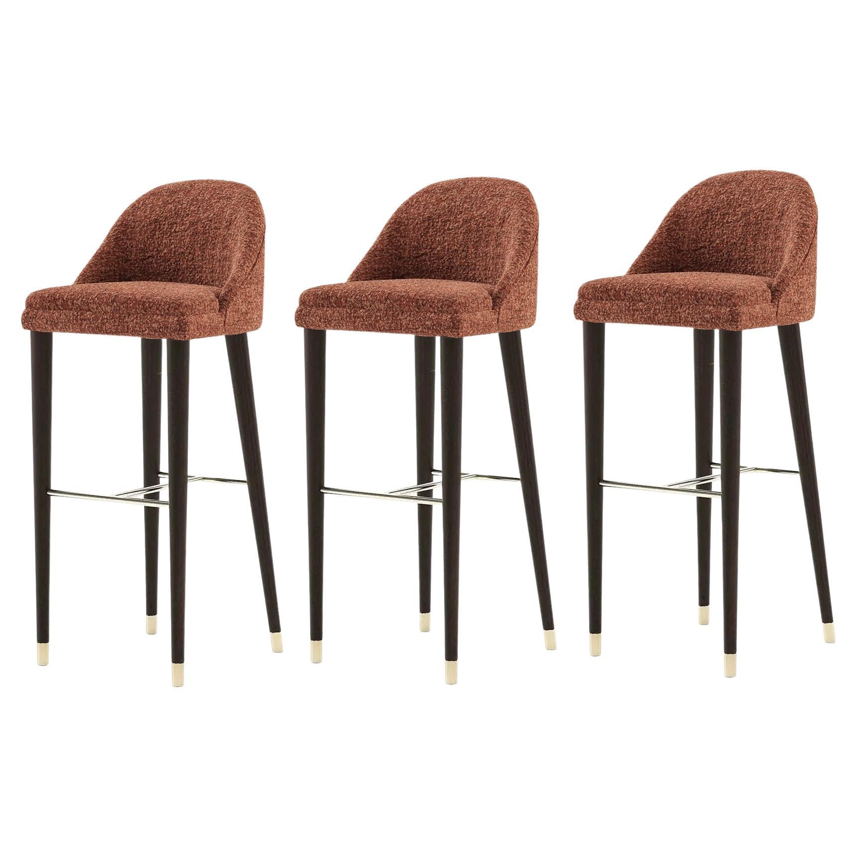 Contemporary Boucle Stool with Bronze Base at 1stDibs