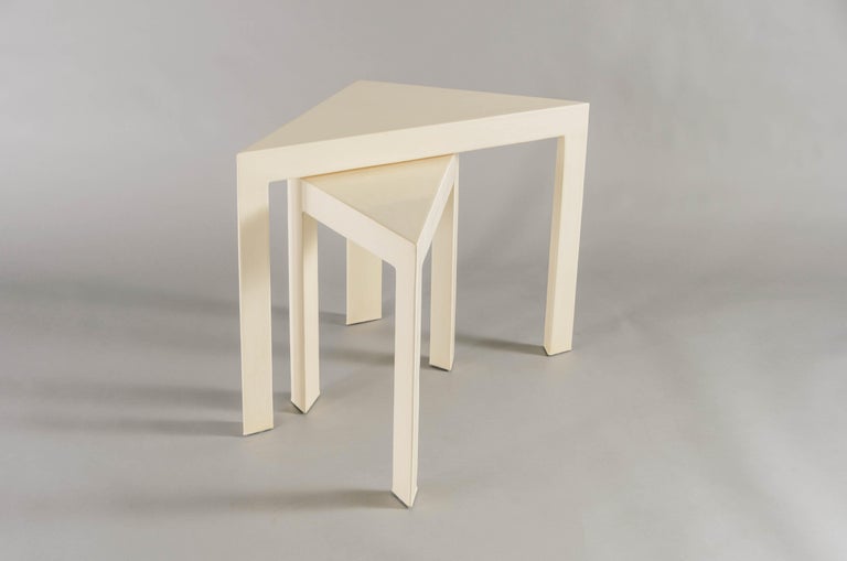 Contemporary Cream Lacquer Corner Nesting Side Table by Robert Kuo For ...