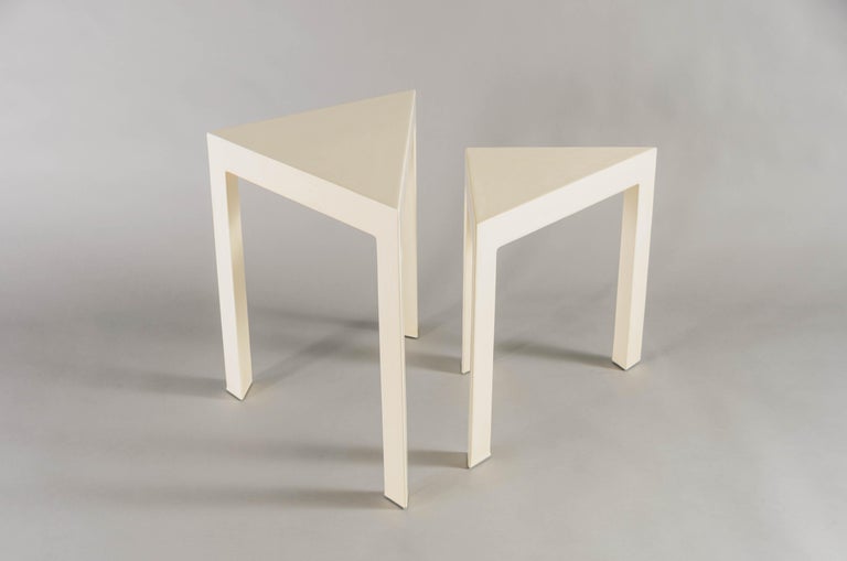 Contemporary Cream Lacquer Corner Nesting Side Table by Robert Kuo For ...