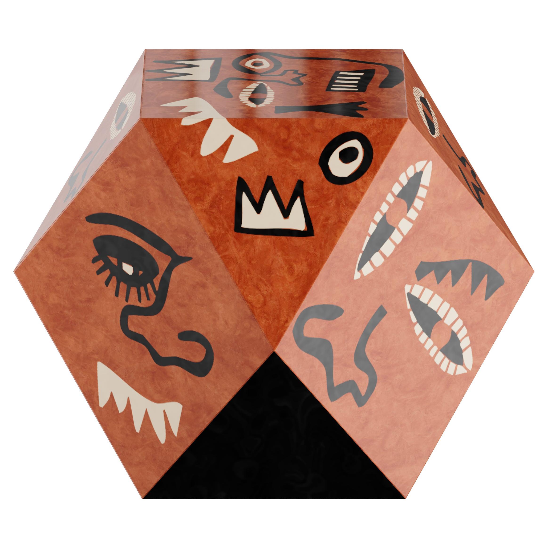 Mid-Century Modern Cubic Shape Side Table Picasso Print White Wood ...