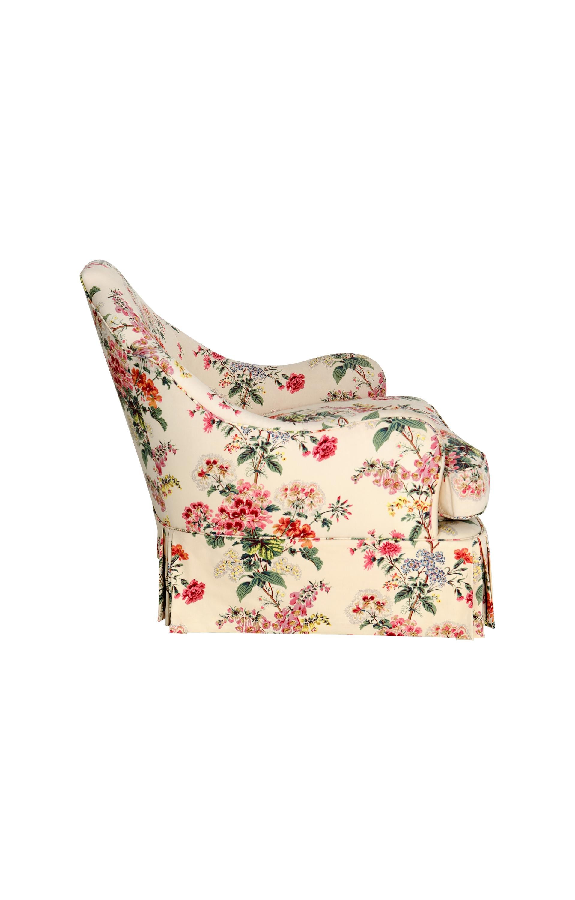 Contemporary Curved Armchair with Chintz Upholstery from Pierre Frey ...
