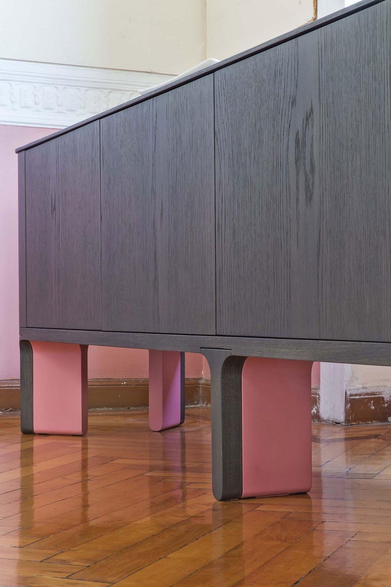 Contemporary Curved Corners Sideboard with Lacquered Base For Sale at ...