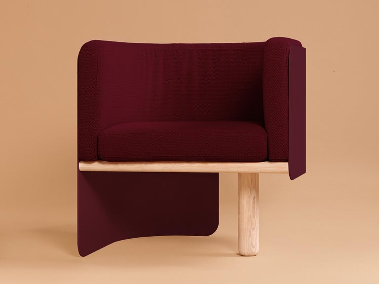 Contemporary Curved Steel and Wood Arm Chair, Eileen Chair For Sale at ...