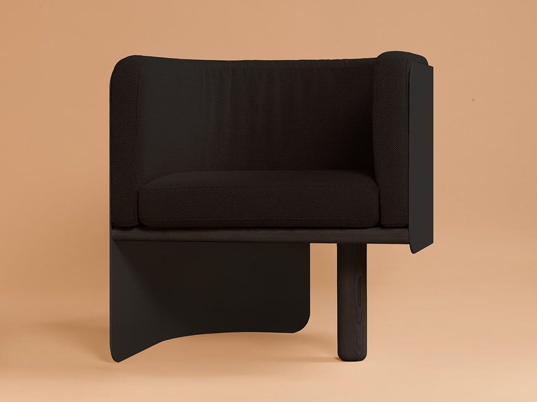 Contemporary Curved Steel and Wood Arm Chair, Eileen Chair For Sale at ...