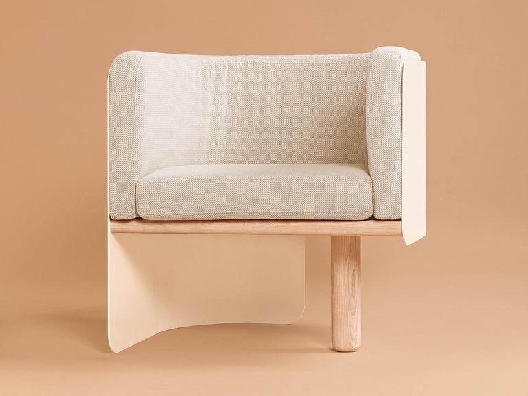 Contemporary Curved Steel and Wood Arm Chair, Eileen Chair For Sale at ...
