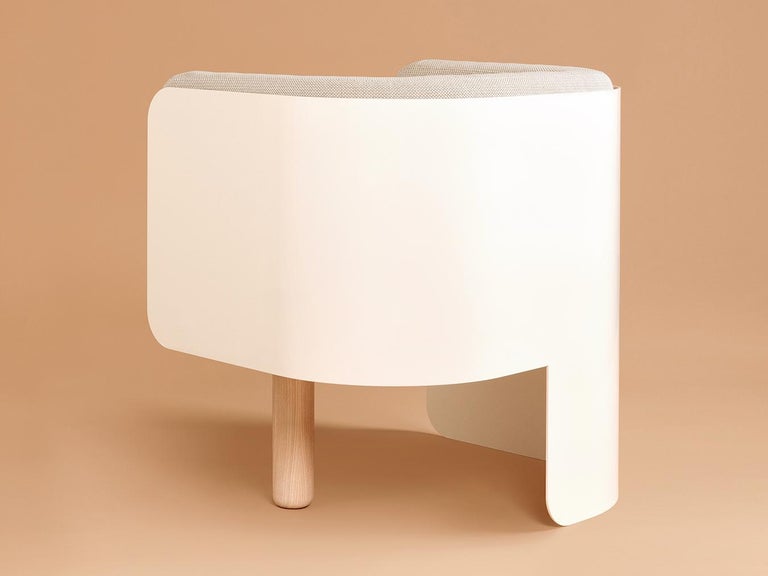 Contemporary Curved Steel and Wood Arm Chair, Eileen Chair For Sale at ...
