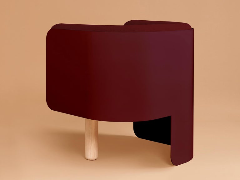 Contemporary Curved Steel and Wood Arm Chair, Eileen Chair For Sale at ...