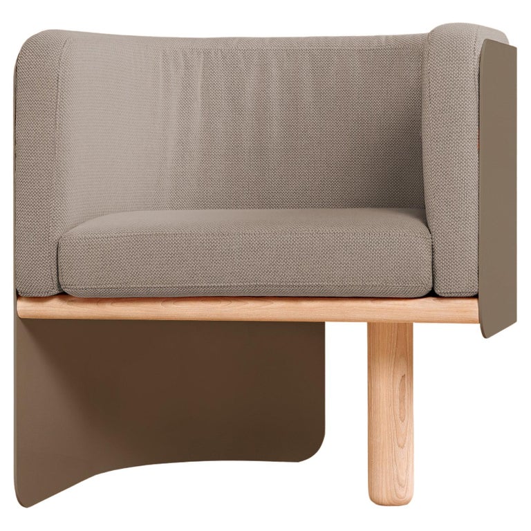 Contemporary Curved Steel and Wood Arm Chair, Eileen Chair For Sale at ...