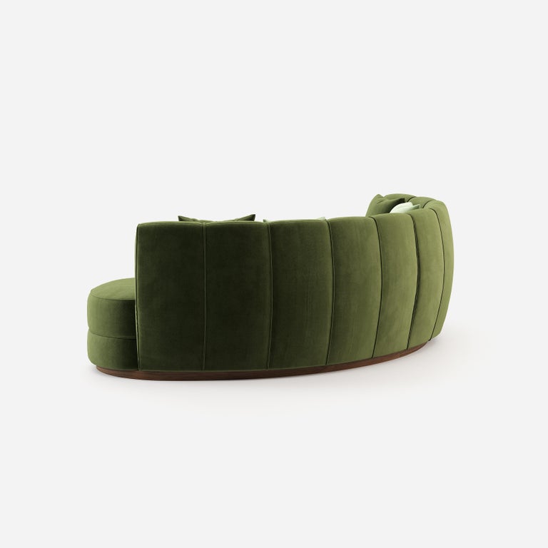 Curved Velvet Sofa in Dark Green Velvet For Sale at 1stDibs | green ...
