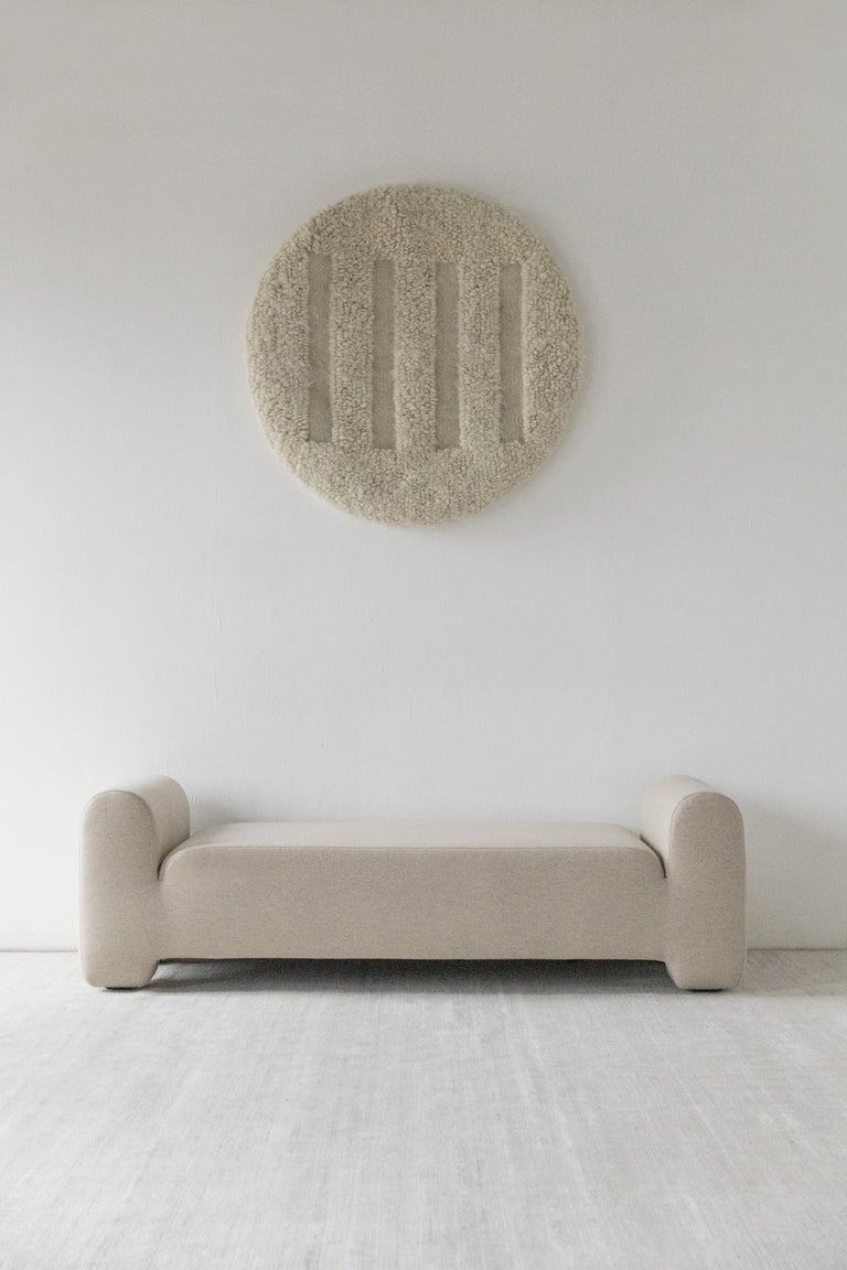 Contemporary and curvy soft fabric PAMPUKH Beige Bench by Faina - more ...