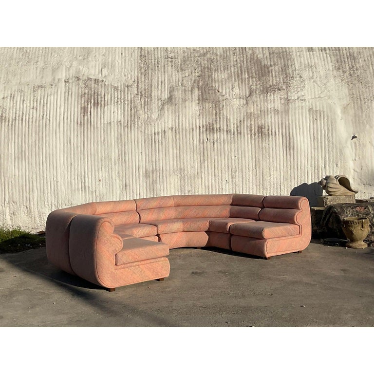 Contemporary Custom Channel Tufted Sectional Sofa at 1stDibs