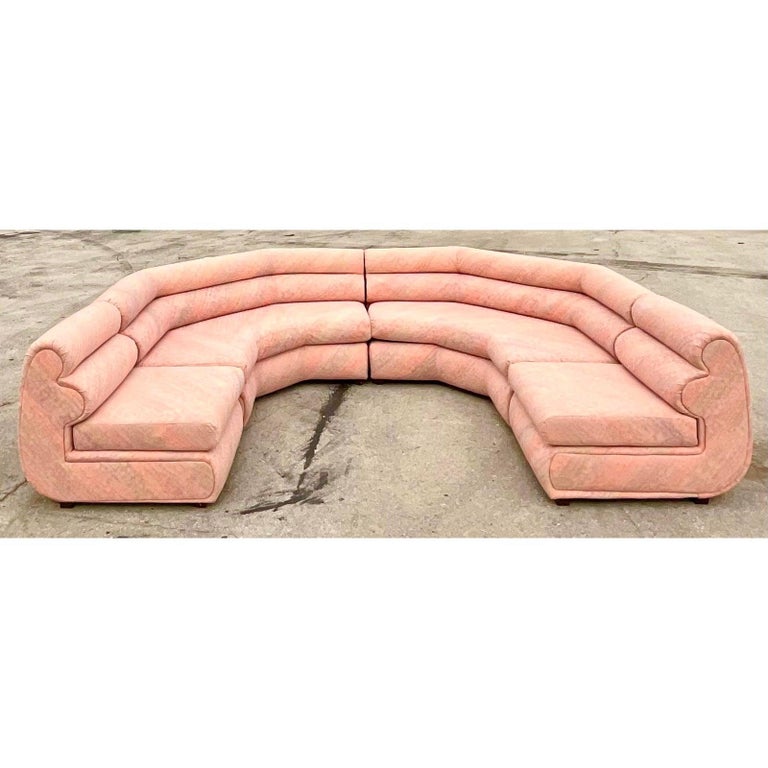Contemporary Custom Channel Tufted Sectional Sofa at 1stDibs
