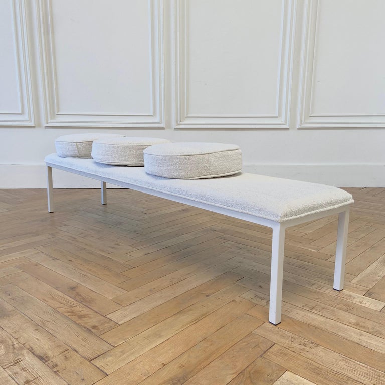 Contemporary Custom Iron Bench with Round Cushions at 1stDibs