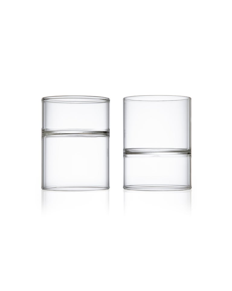 Contemporary Czech Glass Cocktail Set with Eight Rocks-Martini Glasses ...