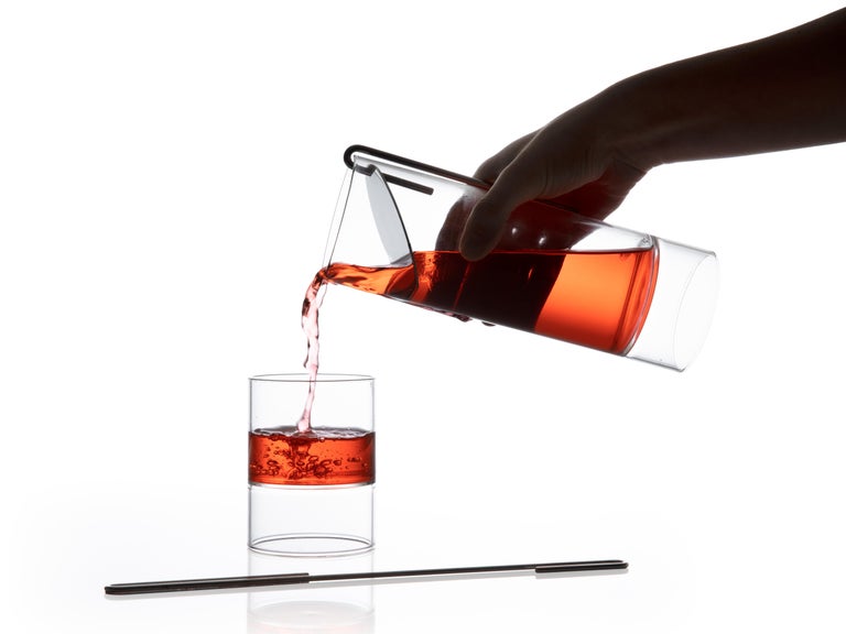 Contemporary Czech Glass Cocktail Set with Eight Rocks-Martini Glasses ...