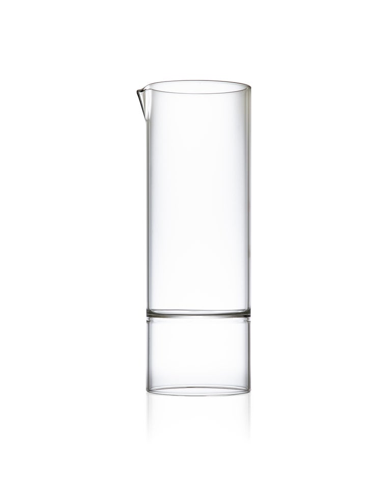 Contemporary Czech Glass Revolution Carafe with Six Small Tulip Glasses ...