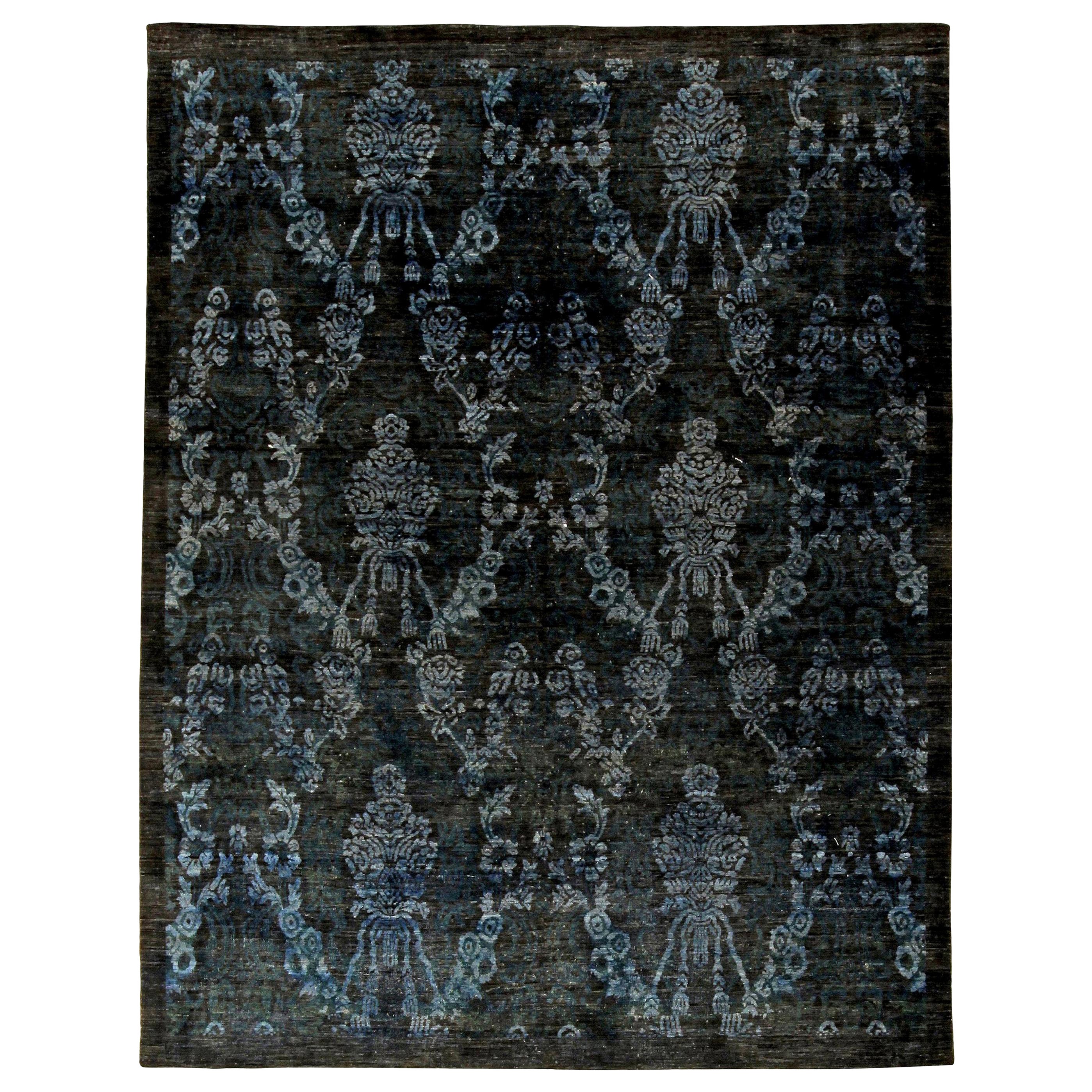 New Modern Transitional Damask Area Rug, Contemporary Victorian Damask ...