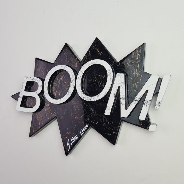 Contemporary Decor "BOOM", Gold and White Marble, Numbered, Handmade in ...