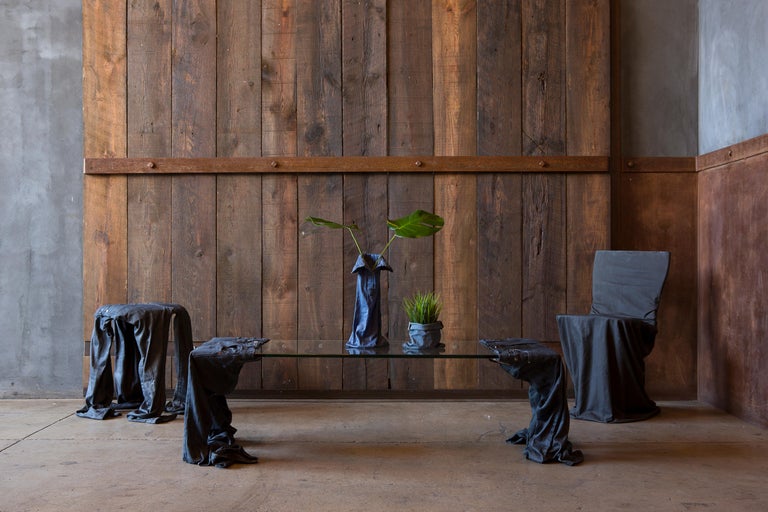 Contemporary Denim Vase, made from Hardened 'Worn' Blue Jean Jackets at ...