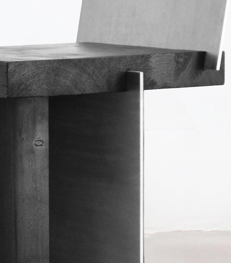 Contemporary Design Minimal Stool, Wood and Aluminium For Sale at 1stDibs
