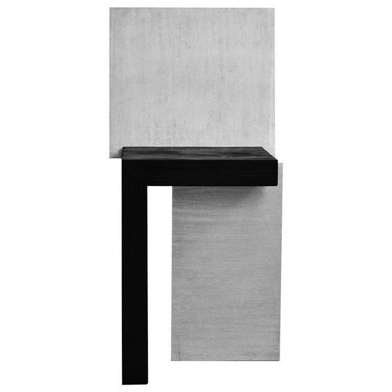 Contemporary Design Minimal Stool, Wood and Aluminium For Sale at 1stDibs
