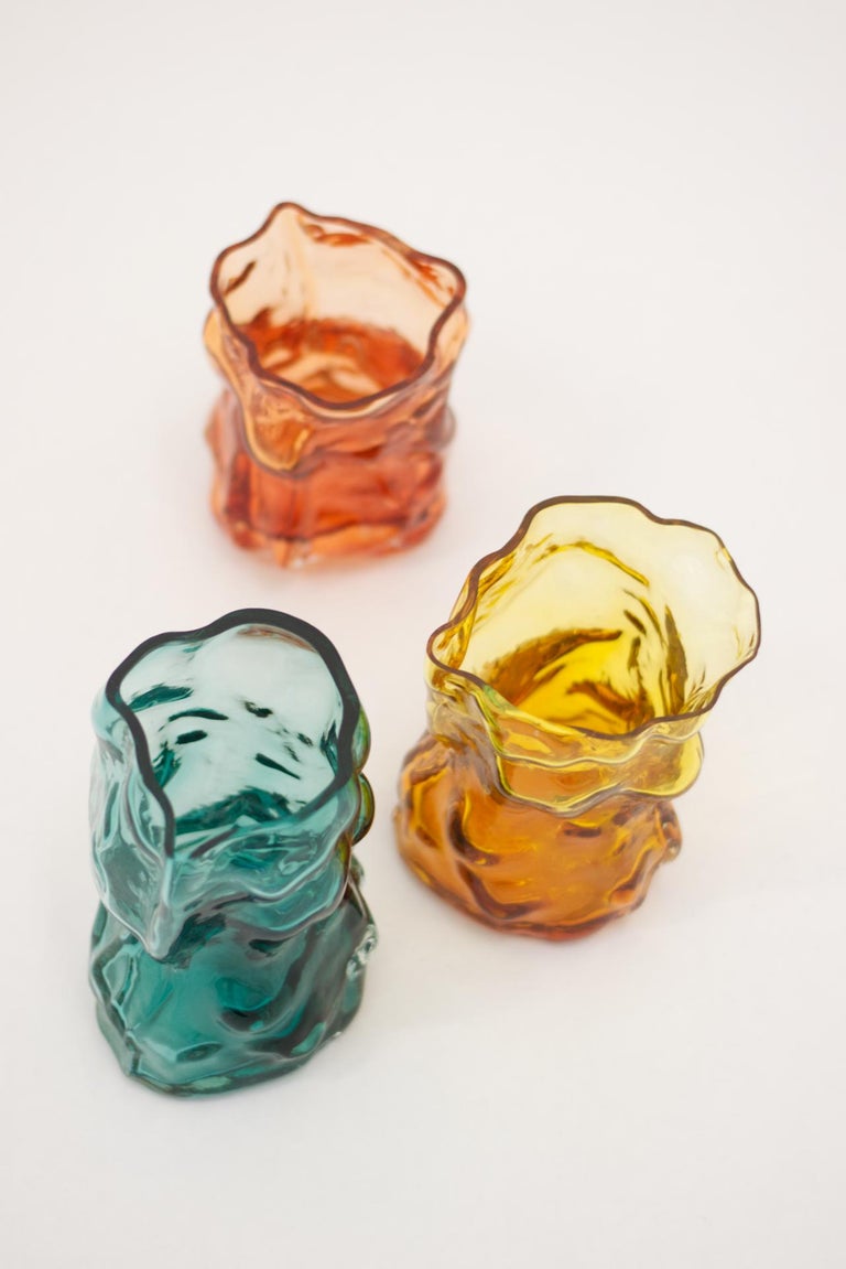 Contemporary Glass Vase Mini Mountain by Fos, Blue For Sale at 1stDibs