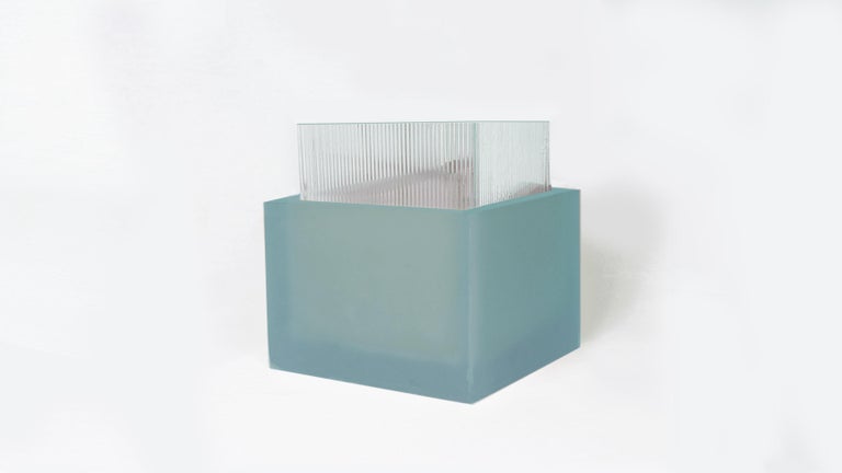 Contemporary Design Vase in Resin Glass Handcrafted baby blue Color For ...