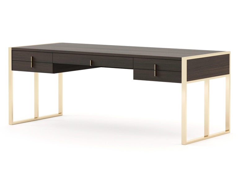 Contemporary Desk Table with Gold Painted Stainless Steel For Sale at ...