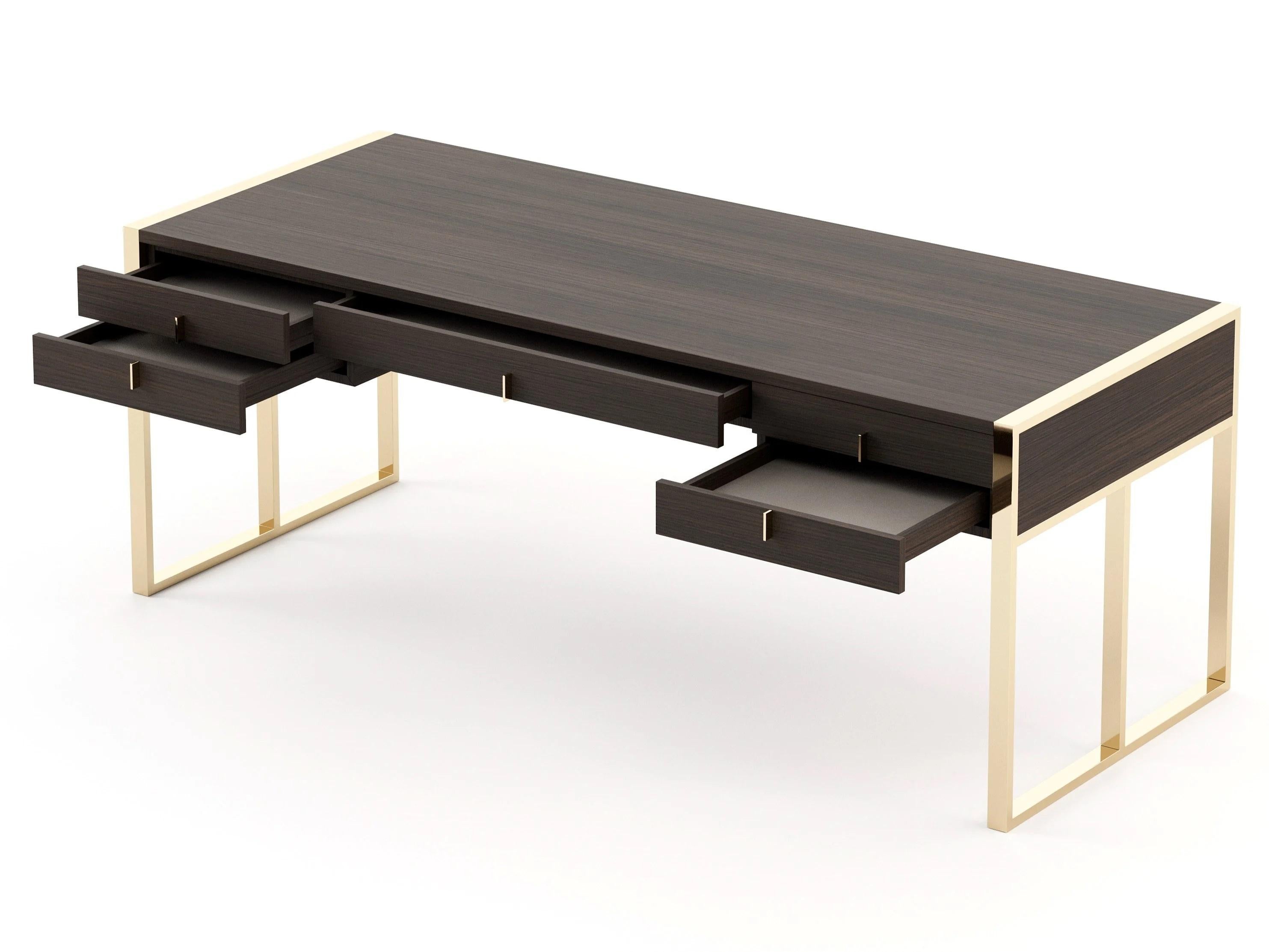 Wood and Metal Customizable Desk with 5 Drawers For Sale at 1stDibs