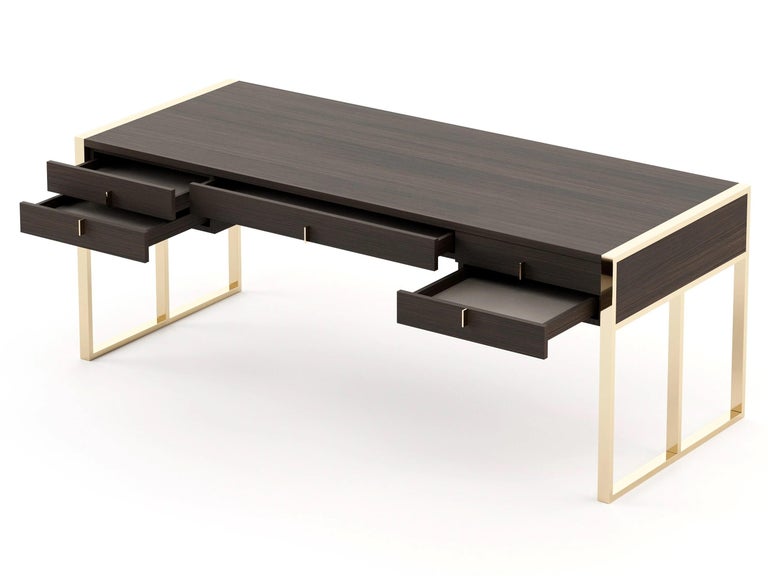 Wood and Metal Customizable Desk with 5 Drawers For Sale at 1stDibs